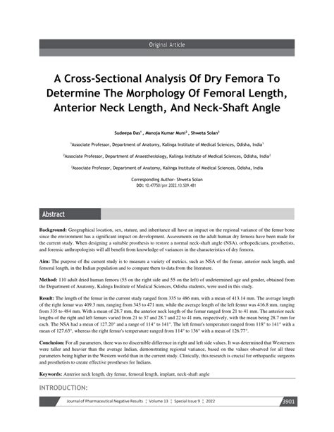 Pdf A Crosssectional Analysis Of Dry Femora To Determine The