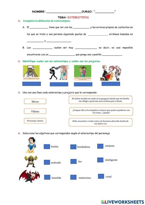 Estereotipos Free Interactive Worksheets 1719601