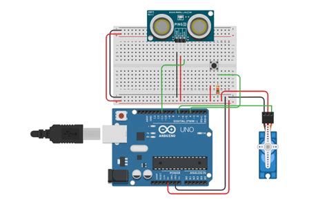 Circuit design Smart DustBin - Tinkercad