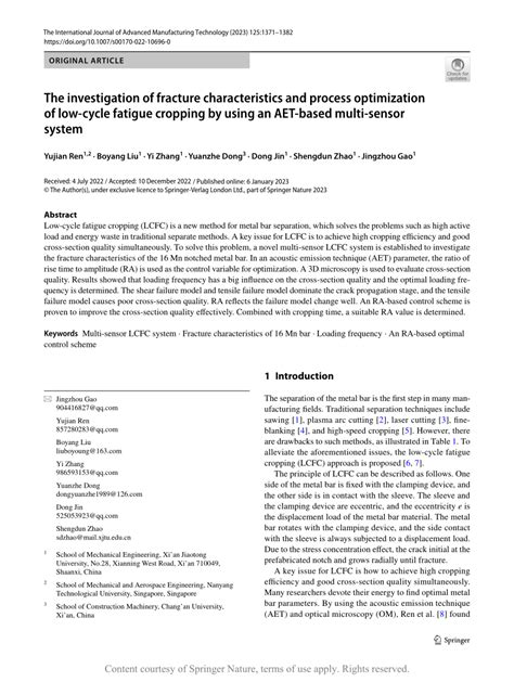 The Investigation Of Fracture Characteristics And Process Optimization Of Low Cycle Fatigue
