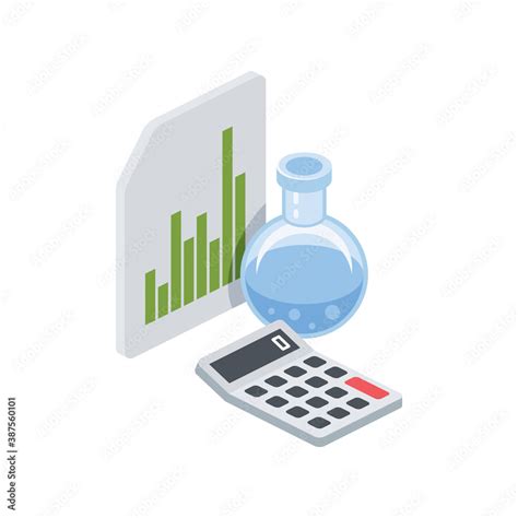 Document Chart Experiments Flask Calculator Vector 3d Isometric Color