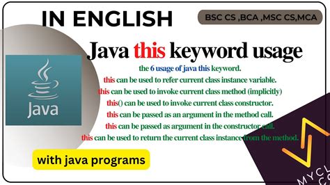 Java The This Keyword 6 Usage Of This Keywords In Java Youtube