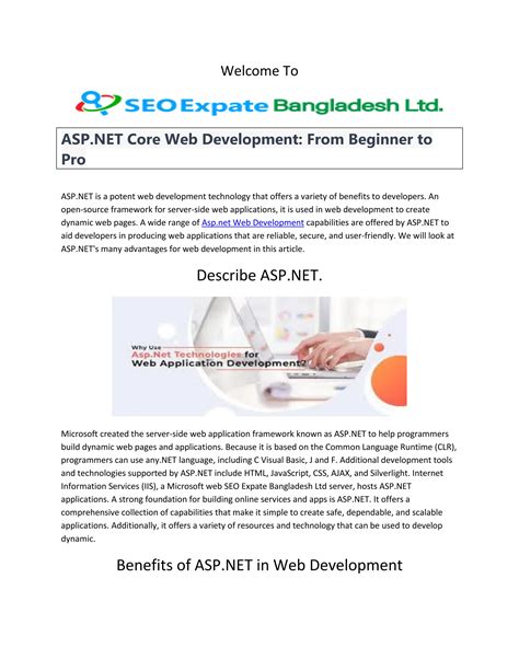 asp core web development from beginner to pro pdf web development internet