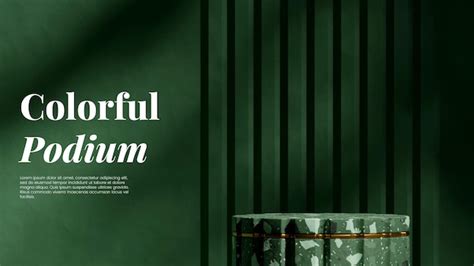 Цилиндрический подиум с рисунком терраццо на фоне зеленой стены пейзажа 3d визуализация