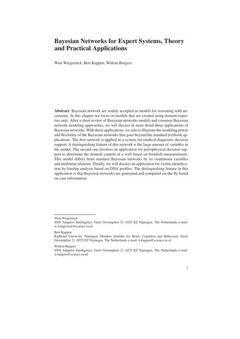 Pdf Bayesian Networks For Expert Systems Theory And Practical
