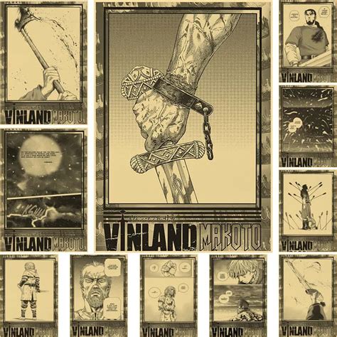 Vinland Saga Anime Manga 레트로 포스터 크래프트 종이 인쇄 거실 장식 바 카페 빈티지 장식 그림 벽 스티커