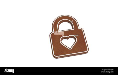 3d Rendering Of Gingerbread Cookie In Shape Of Symbol Of Lock With