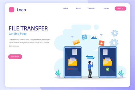File Transfer Concept Backup Data Technology Cloud Upload And