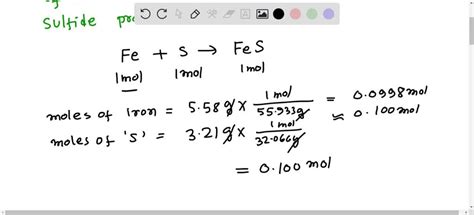 558 Gram Iron Reacted With 321 G Sulfur How Many Grams Of Iron