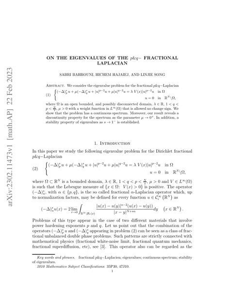 pdf on the eigenvalues of the p andq fractional laplacian
