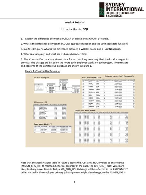 Ict503 Week7 Tutorial Pdf Sql Computer Programming