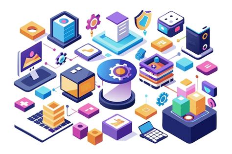 Isometric Illustration Depicting A Complex Network Of Interconnected Data And Technology