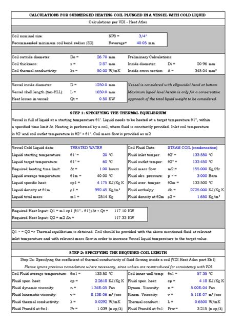 Coil Thermal Calculation Pdf Science And Mathematics