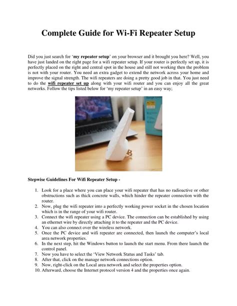 PPT Complete Guide For Wifi Repeater Setup PowerPoint Presentation Free Download ID 10806648