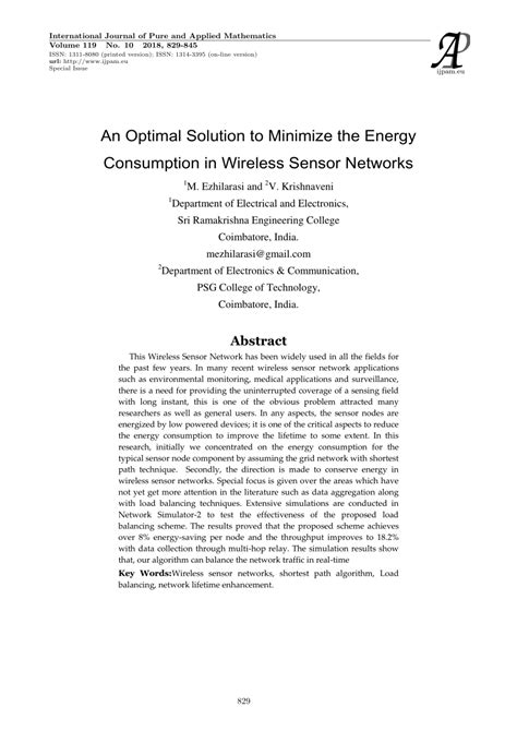 Pdf An Optimal Solution To Minimize The Energy Consumption In