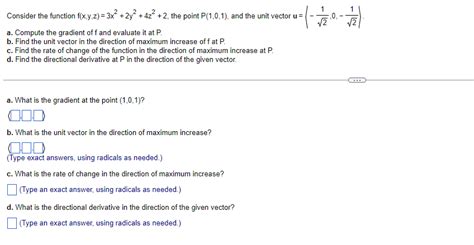 solved consider the function f x y z 3x2 2y2 4z2 2 ﻿the