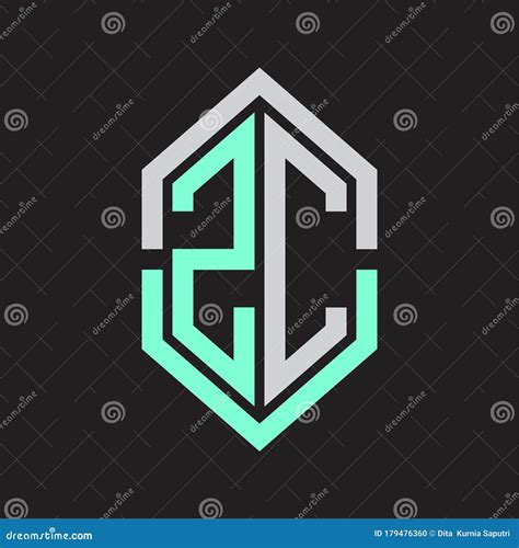 Zc Logo Monogram With Hexagon Shape And Outline Slice Style Stock Vector Illustration Of