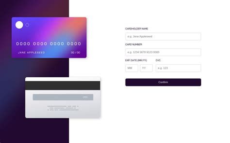 Frontend Mentor Responsive Interactive Card Details Form Using Css Javascript Coding