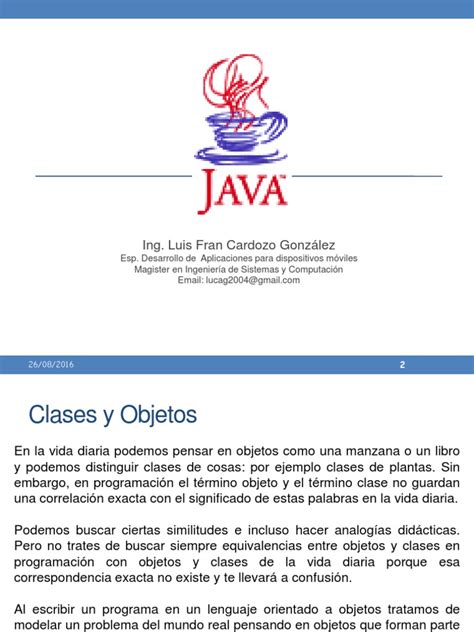 Clases Y Objetos Java Pdf Objeto Informática Clase