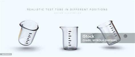 현실적인 빈 투명 시험관 웹 디자인을 위한 벡터 아이콘 집합 그림자에 대한 스톡 벡터 아트 및 기타 이미지 그림자 컵 3차원 형태 Istock