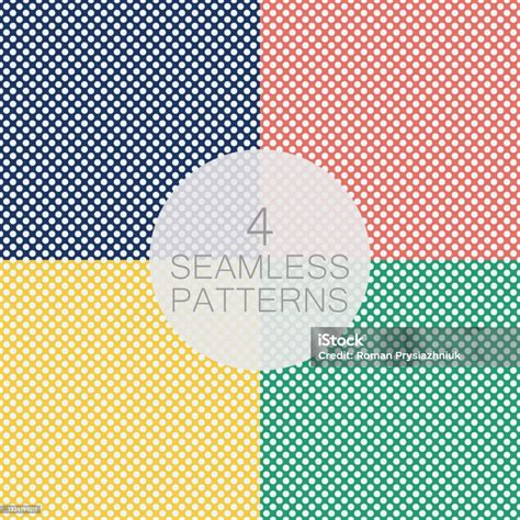 폴카 도트 매끄러운 패턴의 세트 파란색 배경의 흰색 원 격자 무늬 옷 셔츠 드레스 및 기타 섬유 제품에 대한 질감 벡터 0명에 대한 스톡 벡터 아트 및 기타 이미지 Istock