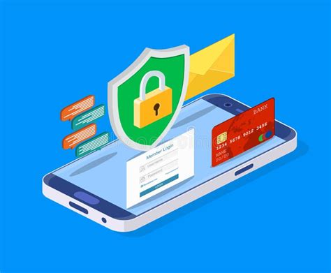 Mobile Data Security Isometric Vector Illustration Online Payment Protection System Concept