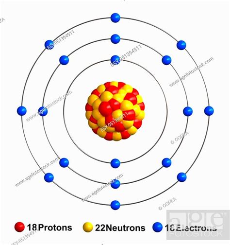 3d Render Of Atom Structure Of Argon Isolated Over White