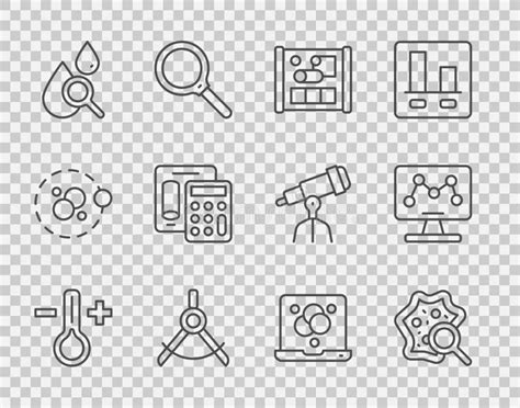 set line thermometer microorganisms under magnifier graphing paper for engineering drawing