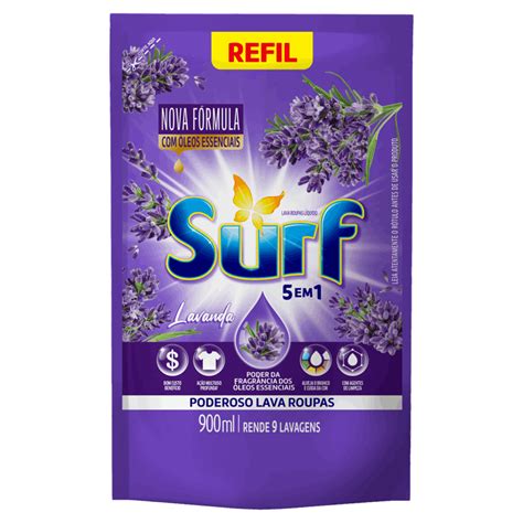Lava Roupas Líquido Lavanda Surf Sachê 900ml Refil Giassi Giassi