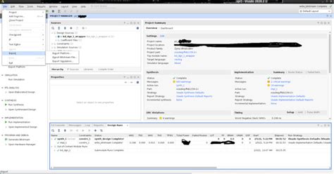 there is no export hardware tab in vivado 2020 2 gui