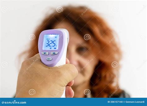 Measure Body Temperature With Electronic Device Stock Photo Image Of Medicine Digital