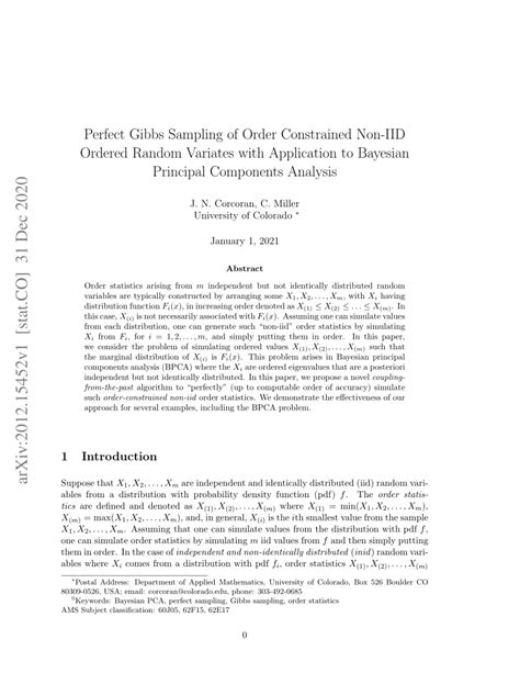Pdf Perfect Gibbs Sampling Of Order Constrained Non Iid Ordered