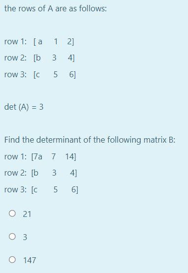 Solved The Rows Of A Are As Follows Row 1 A 1 2 Row 2