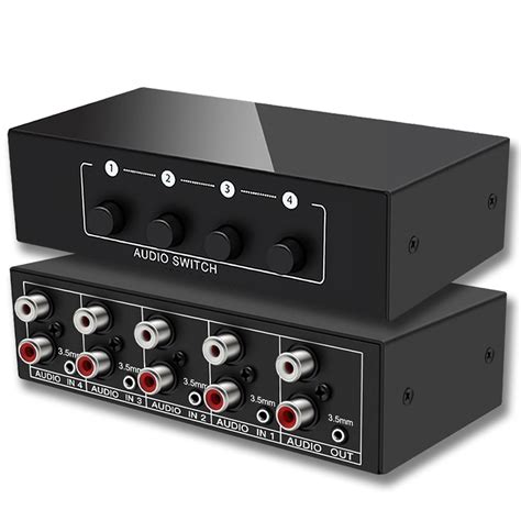 FlyroadUp Mm Aux RCA L R Bi Directional Stereo Audio Switch In Out A B Analog Audio