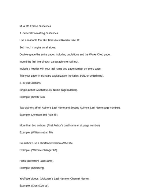 Mla 9th Edition Guidelines 240924 163705 Pdf Young Adult