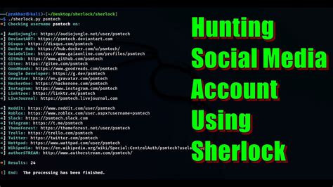 hunt down social media account using sherlock kali linux youtube