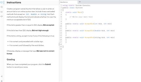 Solved Create A Program Named Auction That Allows A User To