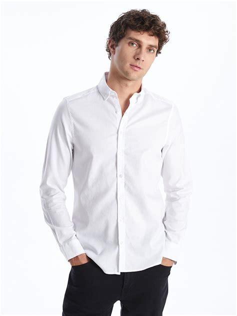 Slim Fit Оксфордская мужская рубашка с длинными рукавами -S41945Z8-Q6K ...