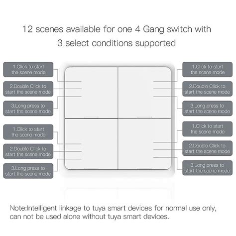 Aubess Smart Scene Switch Zigbee Wireless Free Sticker Way Button Panel Switch One Key Linkage