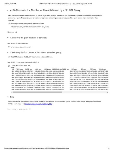 Ex04 Constrain The Number Of Rows Returned By A Select Query Pdf