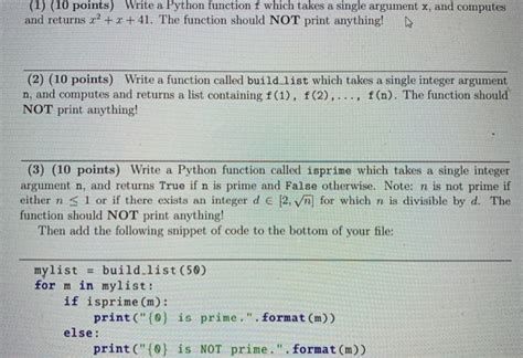 Solved 1 10 Points Write A Python Function F Which Takes
