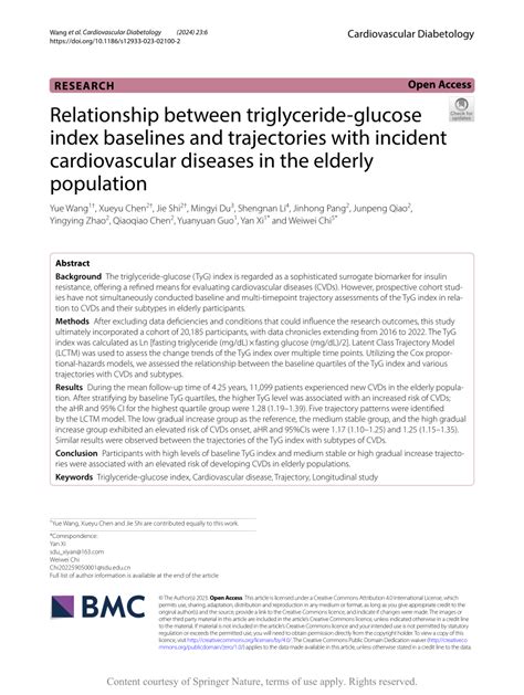 Pdf Relationship Between Triglyceride Glucose Index Baselines And Trajectories With Incident
