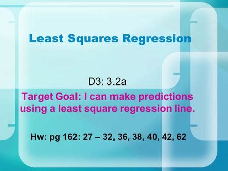 LEAST SQUARES REGRESSION Ppt Download