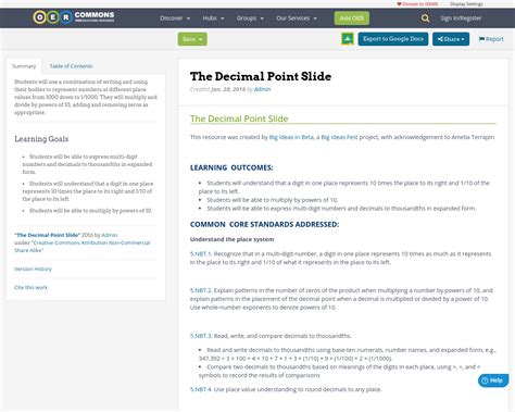 the decimal point slide oer commons