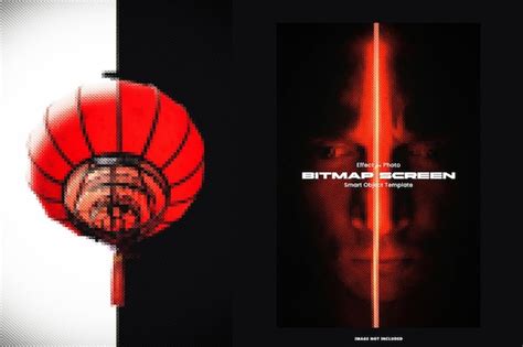 premium psd dithered bitmap screen photo effect