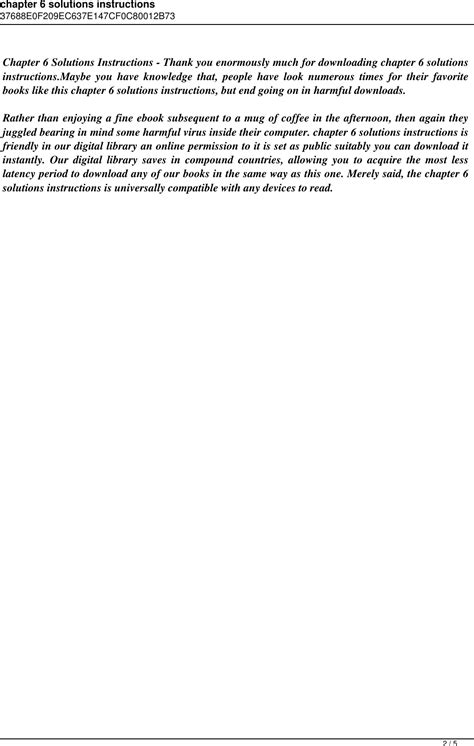 Chapter 6 Solutions Instructions