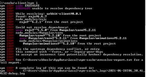 Unable To Resolve Dependency Tree For Angular Ionic Project Stack