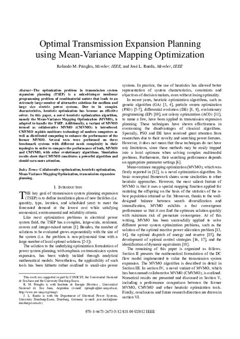 Pdf Optimal Transmission Expansion Planning Using Mean Variance Mapping Optimization