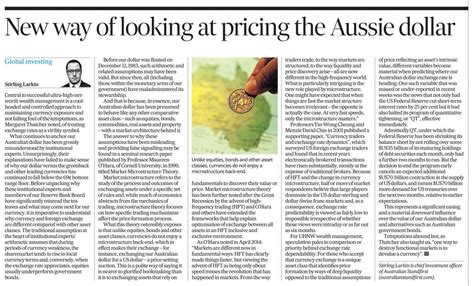 Market Microstructure Theory And The Australian Dollar Australian