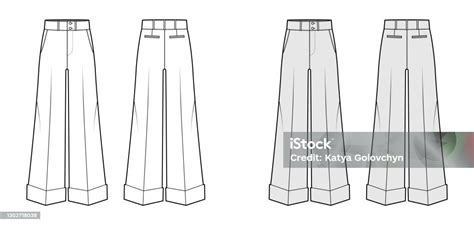 낮은 허리 상승 전체 길이 경사 슬래시 제트 포켓 팬츠 옥스포드 맞춤형 기술 패션 일러스트 0명에 대한 스톡 벡터 아트 및 기타 이미지 Istock
